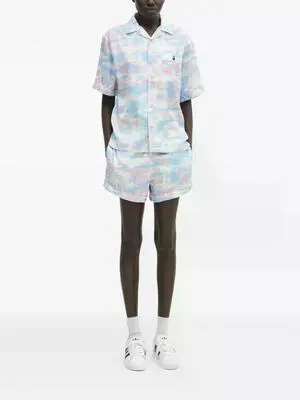 A BATHING APE Graphic Print Shorts - Blue