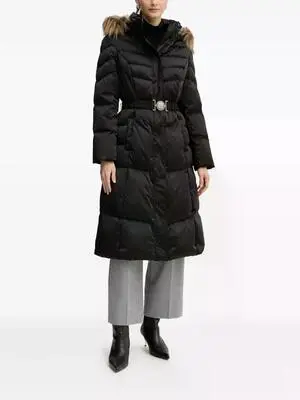 Guess Faux Fur Trimmed Hooded Padded Coat - Black