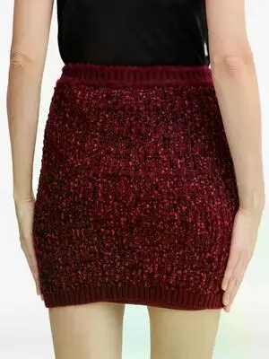 Guess Textured Knit Mini Skirt With Faux-fur Trim And Button Embellishment