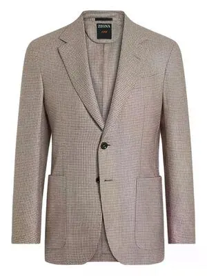 Zegna Houndstooth Pocketed Blazer - Neutrals