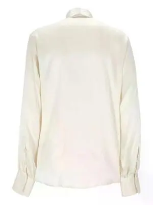 Antonelli Firenze Ivory Satin Bow Detail Shirt - Neutrals