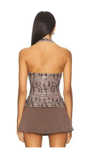 Superdown Vivian Sequined Halter Top