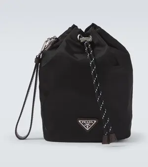 Prada Speedrock Re-nylon Leather-trimmed Pouch - Black