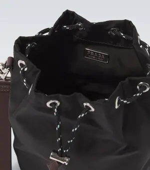 Prada Speedrock Re-nylon Leather-trimmed Pouch - Black