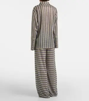 Oseree Lumiere Striped Wide-leg Trousers