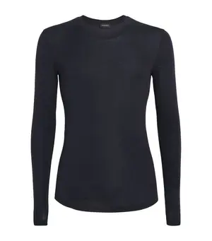 Hanro Silk-cashmere Long-sleeve T-shirt - Black