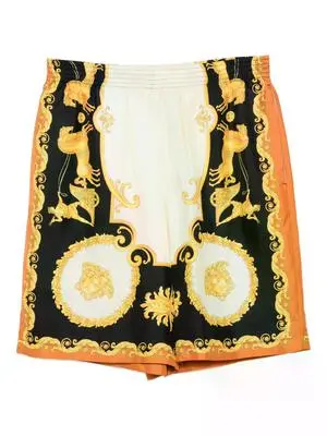 Versace Hall Of Heroes Printed Silk Twill Shorts - Black