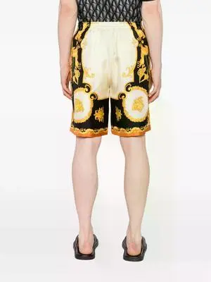Versace Hall Of Heroes Printed Silk Twill Shorts - Black
