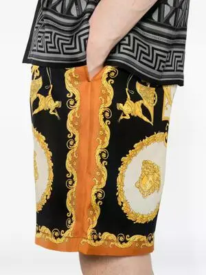 Versace Hall Of Heroes Printed Silk Twill Shorts - Black