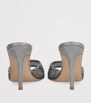 GIANVITO ROSSI Embellished Silk-suede Rania Mules 85