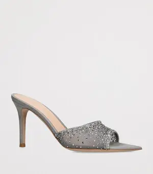 GIANVITO ROSSI Embellished Silk-suede Rania Mules 85