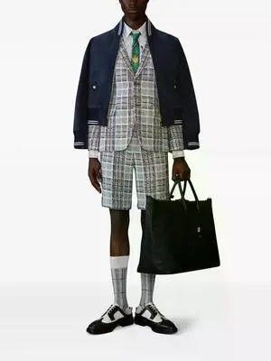 Thom Browne Suede Rib Knit Blouson Jacket - Blue