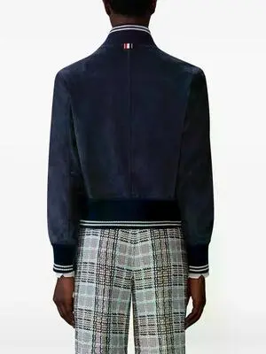 Thom Browne Suede Rib Knit Blouson Jacket - Blue