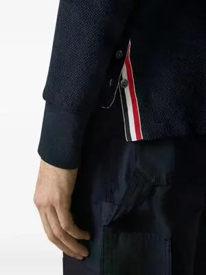 Thom Browne Textured-pique 4-bar Long-sleeved Polo Shirt