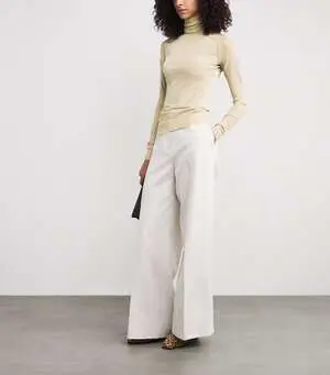 JOSEPH Metallic Lurex Pointelle Knit Turtleneck - Yellow