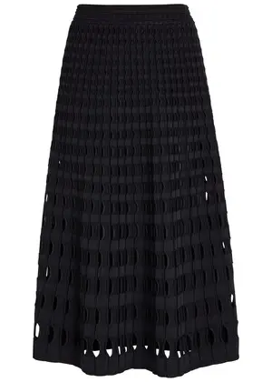 Simkhai Drue Textured Cut-out Knit Midi Skirt - Black