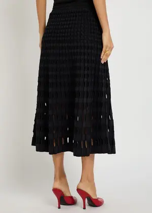 Simkhai Drue Textured Cut-out Knit Midi Skirt - Black