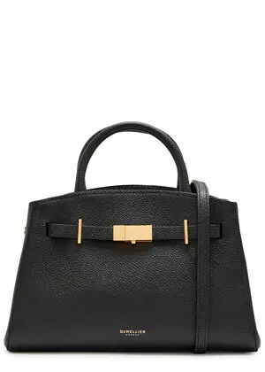 DEMELLIER Small Hudson Grained Leather Top Handle Bag - Black