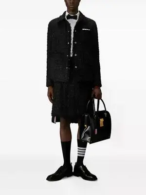 Thom Browne Satin Ribbon Tweed Fray Edge Utility Jacket