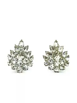 JENNIFER GIBSON JEWELLERY 1980s Crystal Cluster Clip-on Earrings - Silver