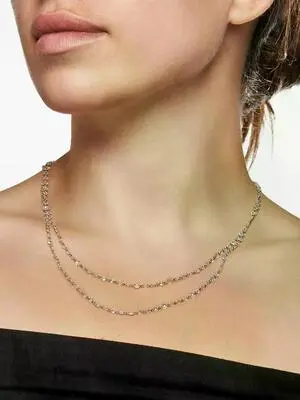 JEWELS AFICIONADO 18k White Gold Diamond Chain Necklace - Silver