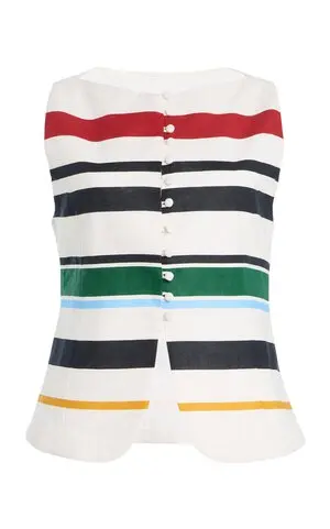 CALA DE LA CRUZ Genova Striped Linen Top - Multi