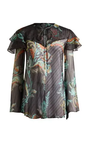Etro Ruffled Silk Blouse - Multi