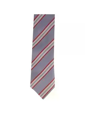 Brunello Cucinelli Striped Silk Neck Tie - Grey