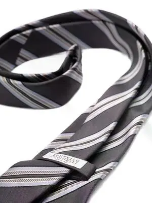 Brunello Cucinelli Striped Silk Neck Tie - C003 Anthracite