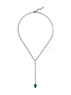 JEWELS AFICIONADO Interchangeable Multi-stone Lariat Necklace In 18k White Gold - Silver