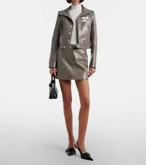COURREGES Logo Vinyl Cropped Jacket - Grey