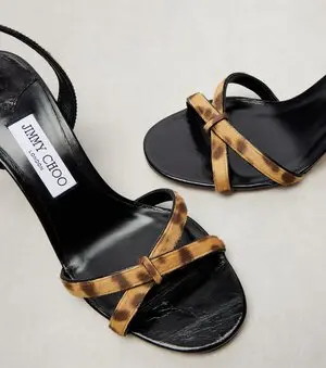 JIMMY CHOO Elsy 70 Calf Hair-trimmed Leather Sandals