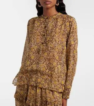 MARANT ETOILE Maria Floral Cotton Voile Blouse - Multicoloured
