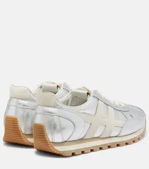 Hogan 86er" Metallic Leather Lace-up Sneakers - Silver