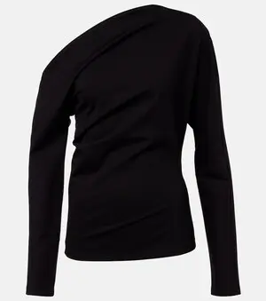 RÓHE One-shoulder Draped Top - Black