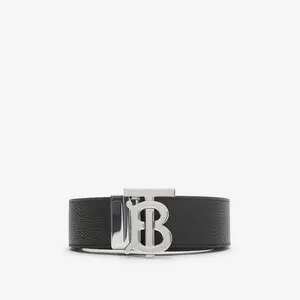 Burberry Reversible Leather Tb Belt With Monogram Plaque Buckle - Black/tan Brown