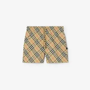 Burberry Check Swim Shorts - Sand Beige