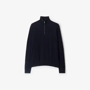 Burberry Cashmere Blend Half-zip Sweater - Navy