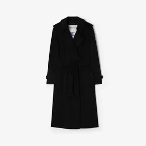 Burberry Long Cashmere Kensington Trench Coat - Black