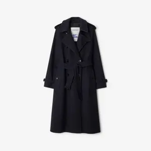 Burberry Long Cashmere Kensington Trench Coat - Navy