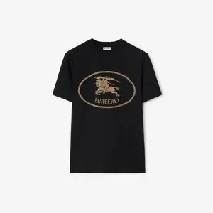 Burberry Knight Stamp Cotton T-shirt - Black