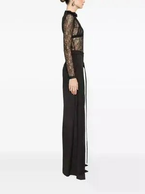 NISSA Layered Wide-leg Trousers - Black