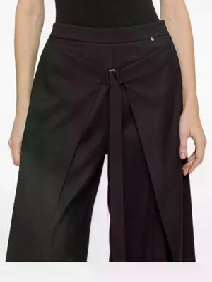 NISSA Layered Wide-leg Trousers - Black