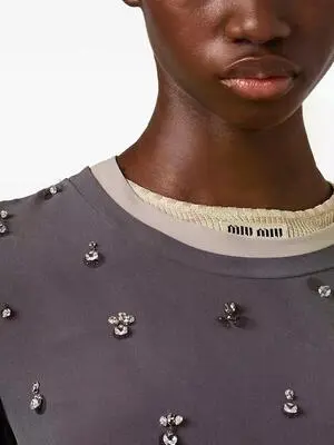 Miu Miu Embroidered Stretch Georgette Mini Dress
