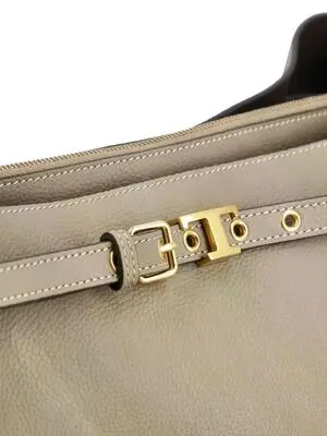 TOD'S Small Leather Tote Bag With Metal Detail - Grey