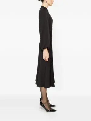 NISSA Lace Detail Midi Dress - Black
