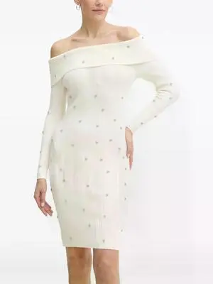 Guess Rhinestone Embellished Off-shoulder Mini Dress