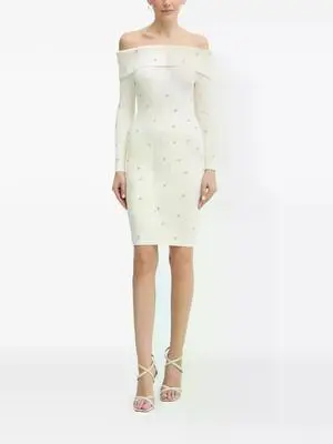 Guess Rhinestone Embellished Off-shoulder Mini Dress