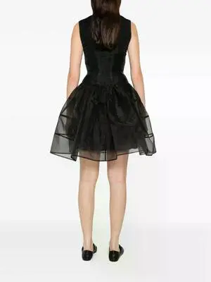 Cecilie Bahnsen Sleeveless Gathered Sheer Mini Dress - Black