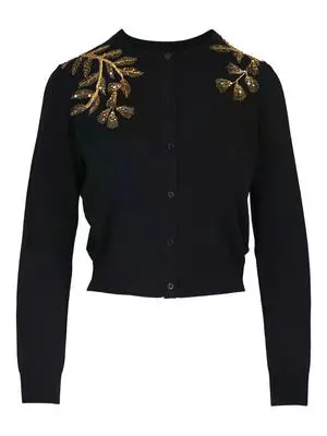Carolina Herrera Embellished Leaf Cardigan